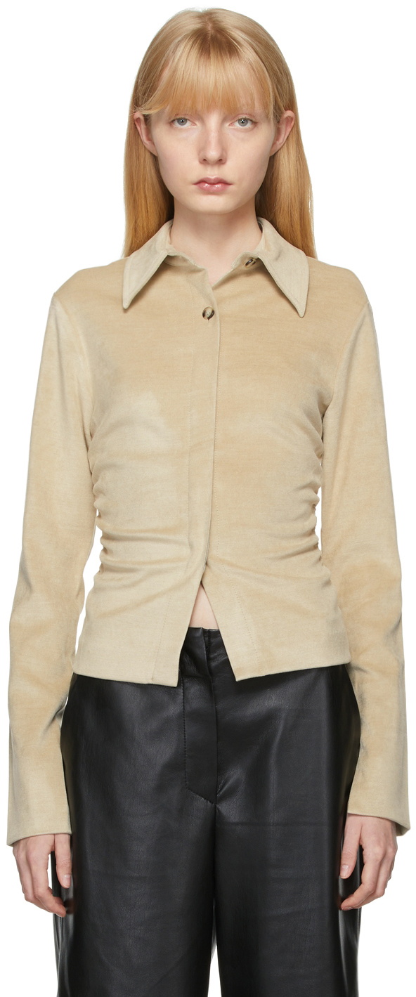 Nanushka Beige Velvet Shado Shirt Nanushka