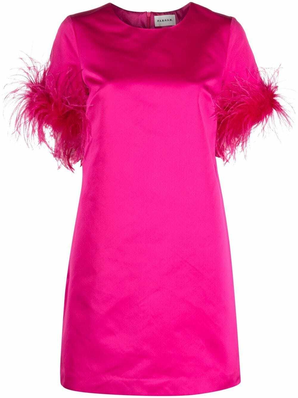 PAROSH - Feathered Mini Dress Parosh