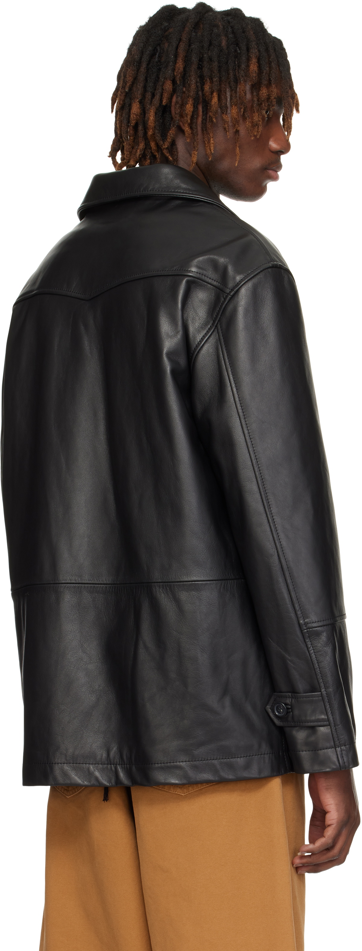 MM6 Maison Margiela Black Sports Leather Jacket MM6 Maison Margiela