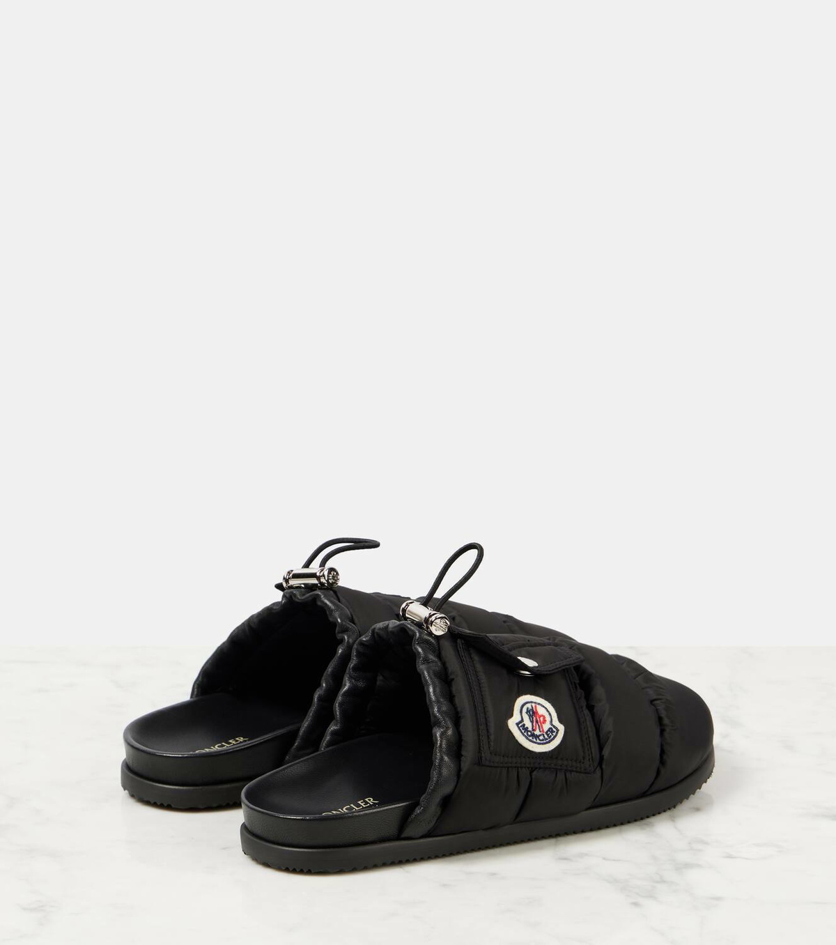 Moncler Mon Pocket leather-trimmed mules Moncler