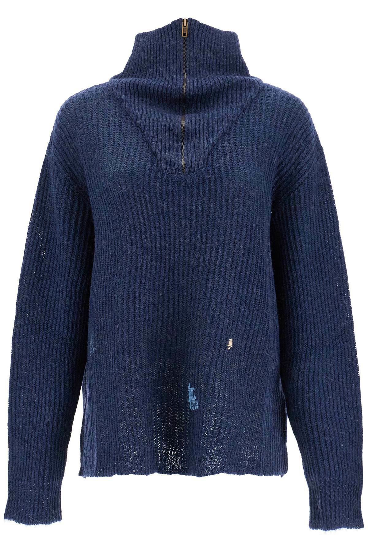 MAISON MARGIELA linen and wool blend sweater Blue Maison Margiela