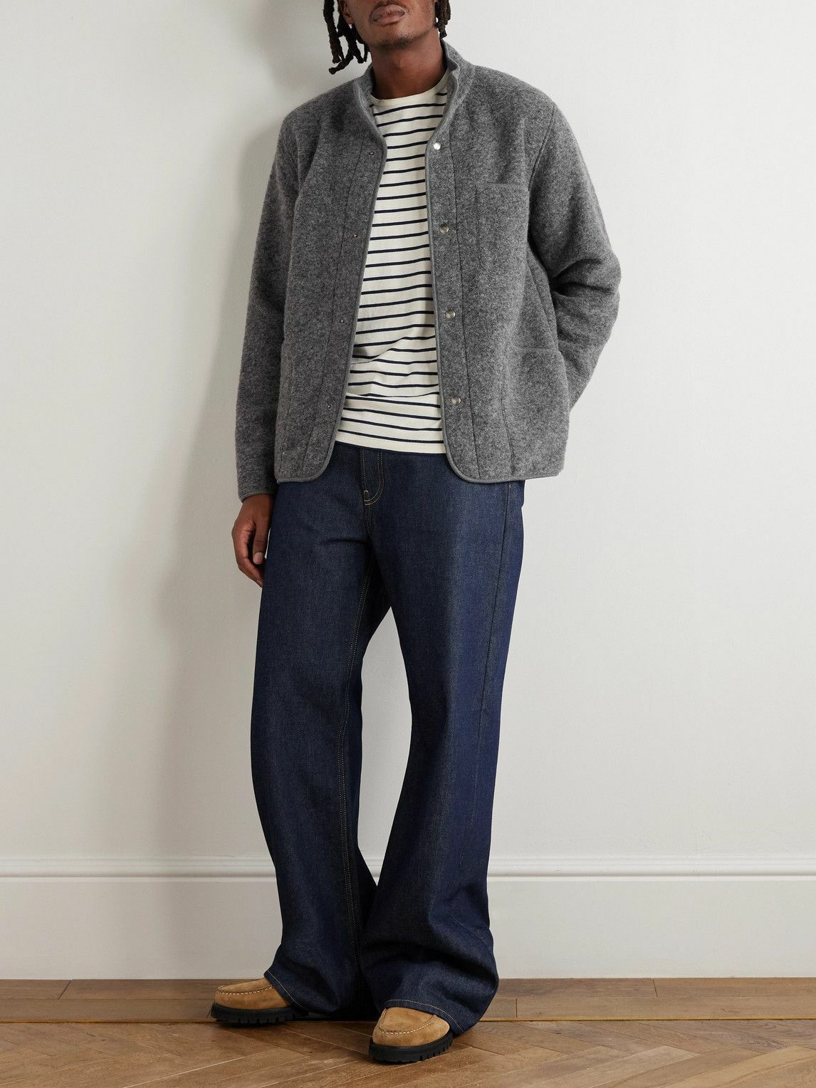 Hartford - Jock Wool-Blend Bouclé Bomber Jacket - Gray Hartford