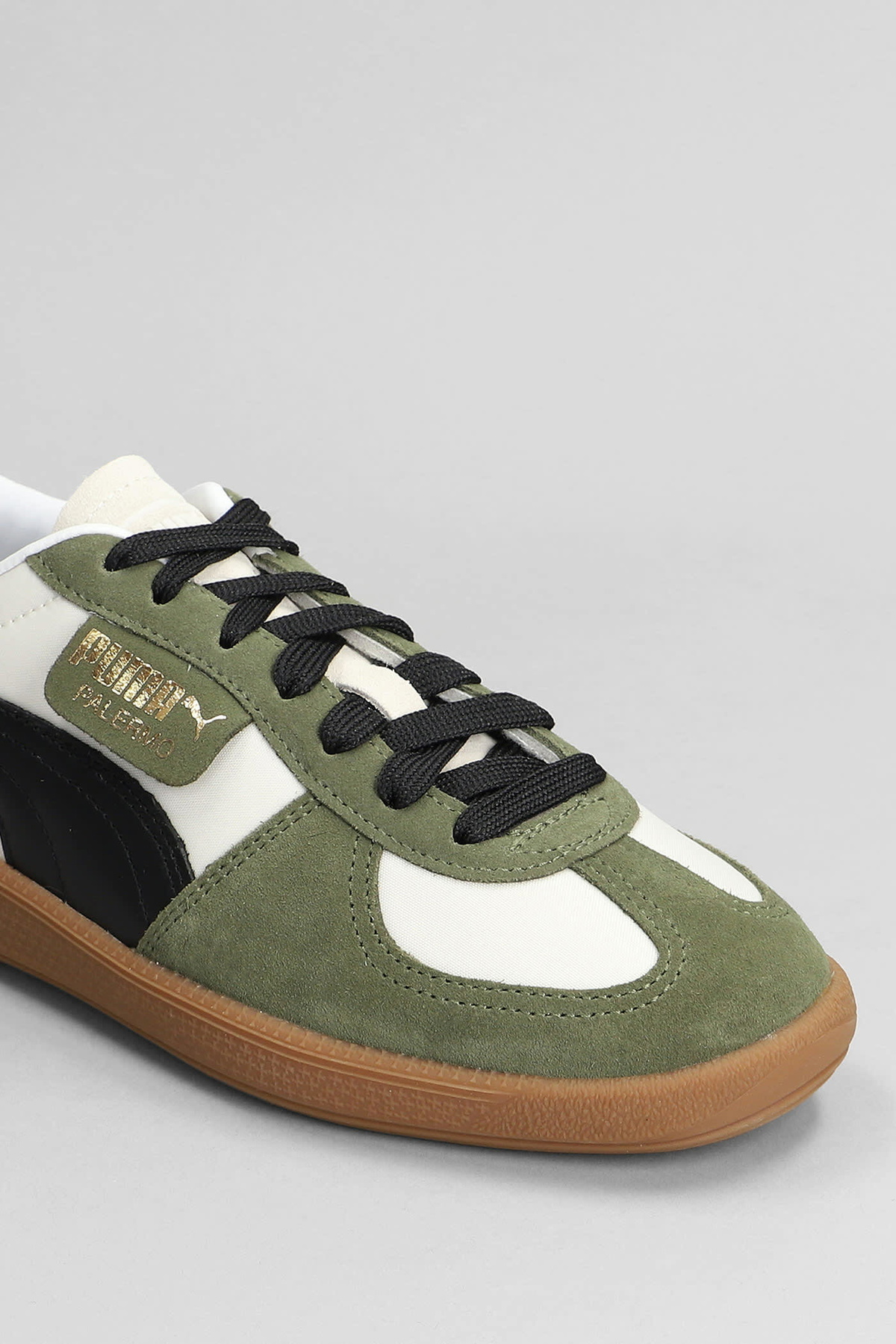 Puma Palermo Og Sneakers In Green Suede And Fabric Puma