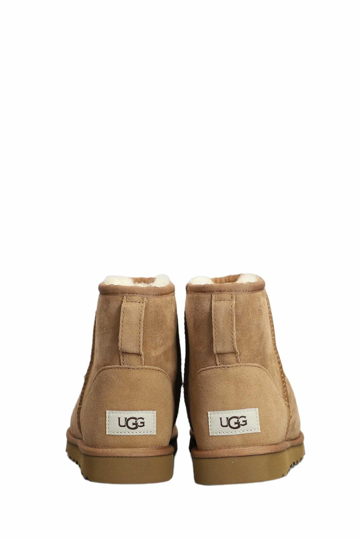UGG Classic Mini Low Heels Ankle Boots In Leather Color Suede Ugg
