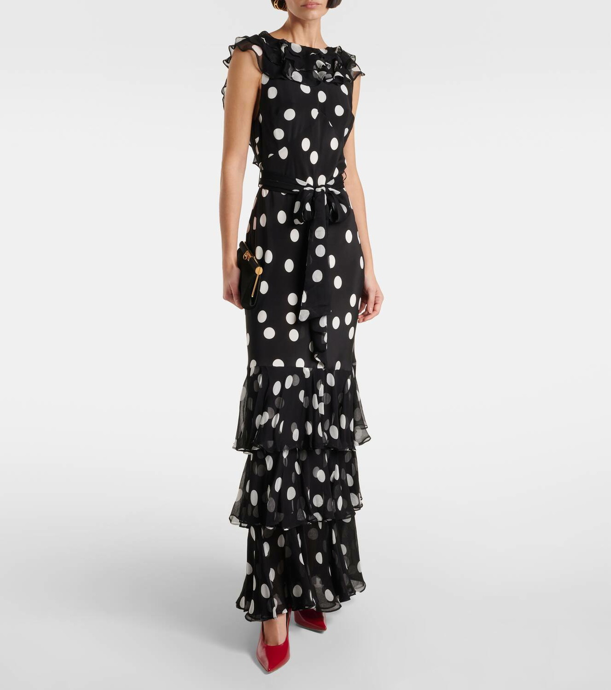 Rixo Rio polka-dot ruffled silk maxi dress Rixo