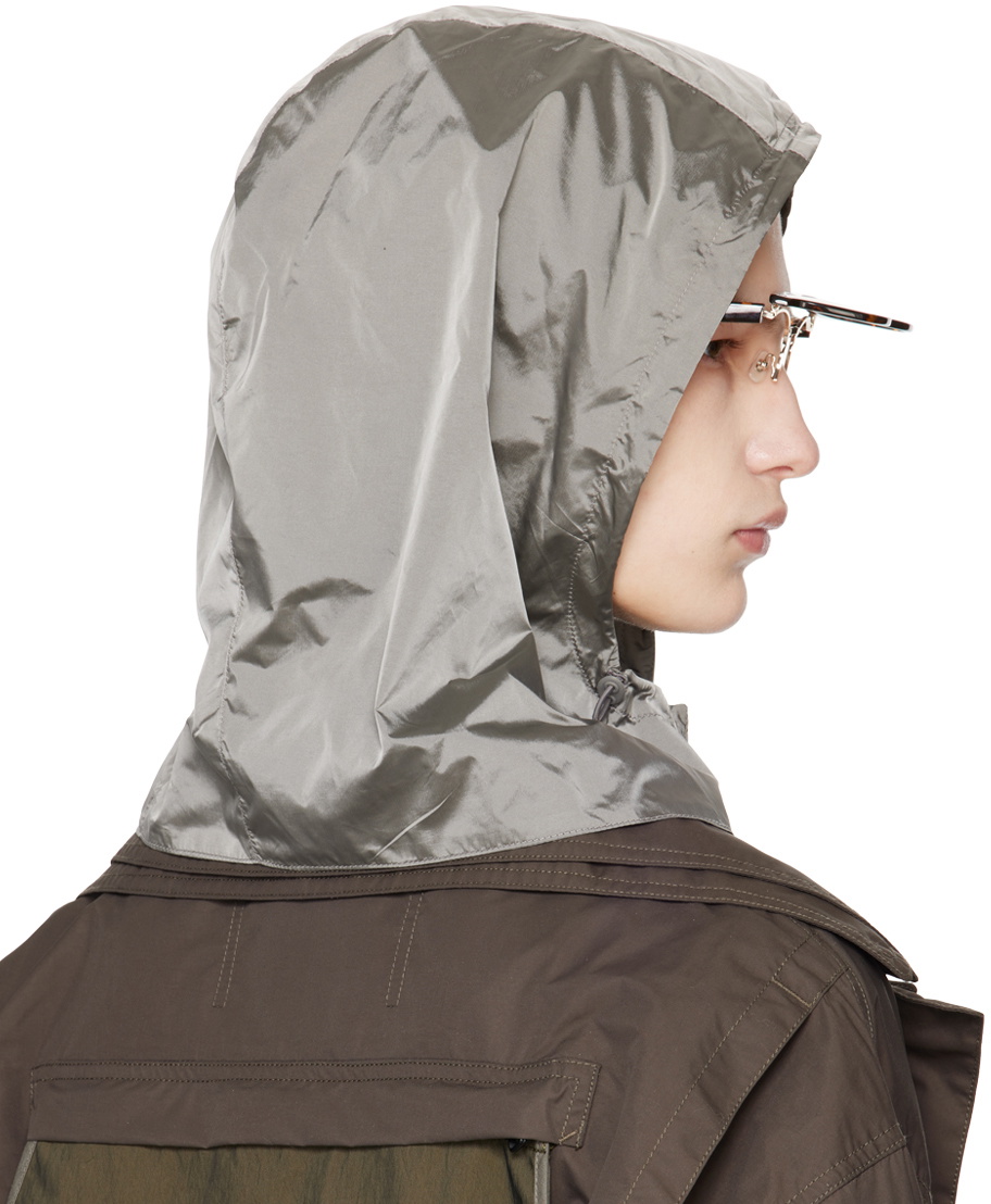 AMOMENTO Gray Glossy Nylon Hood Snood AMOMENTO