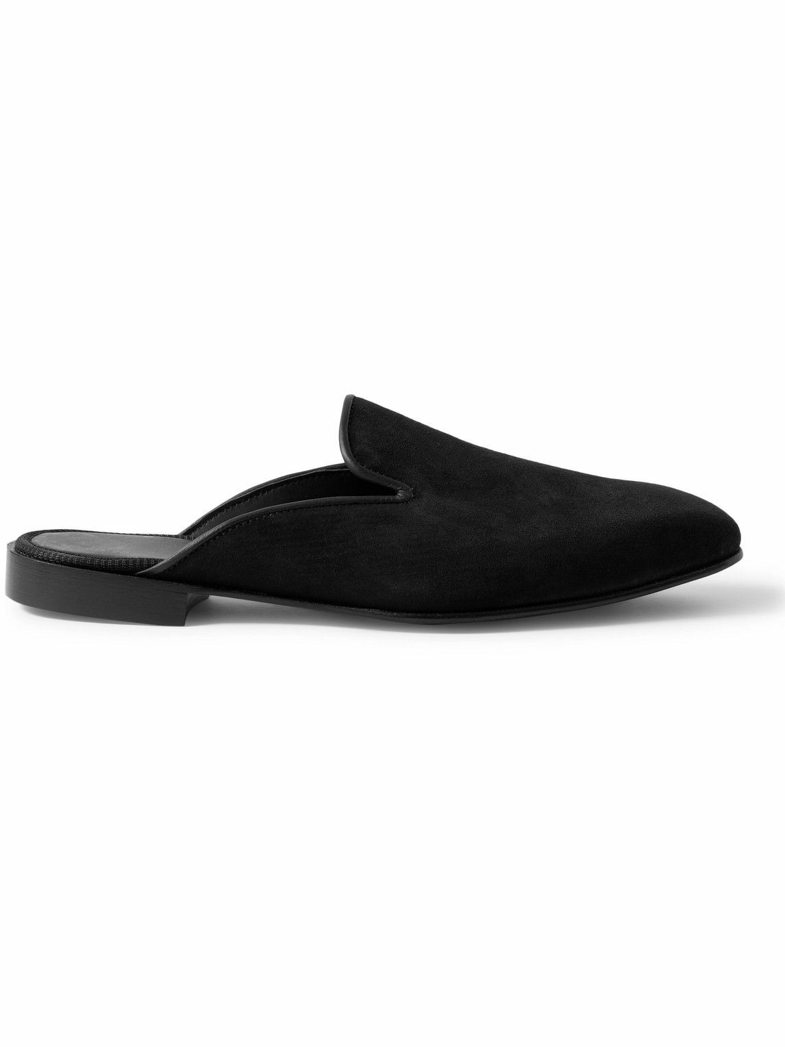 Kingsman - George Cleverley Leather-Trimmed Suede Slippers - Black Kingsman