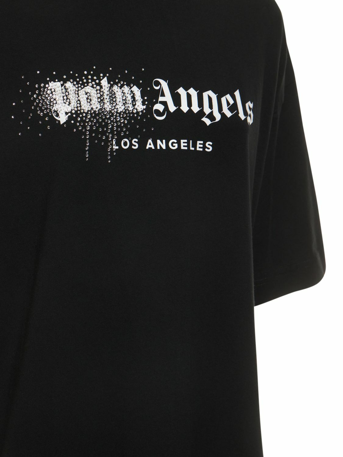 PALM ANGELS - Embellished Spray Logo Cotton T-shirt Palm Angels