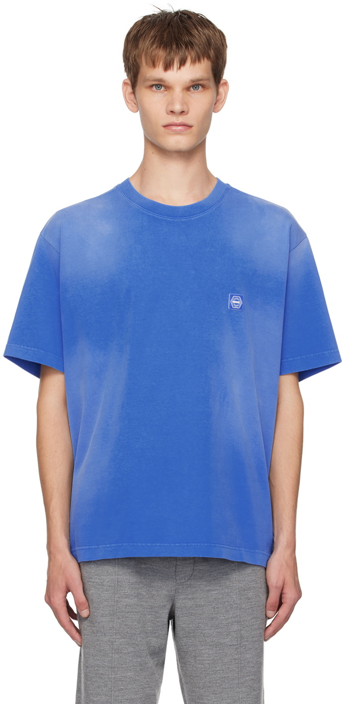 Solid Homme Blue Dyeing Back Logo T-shirt Solid Homme