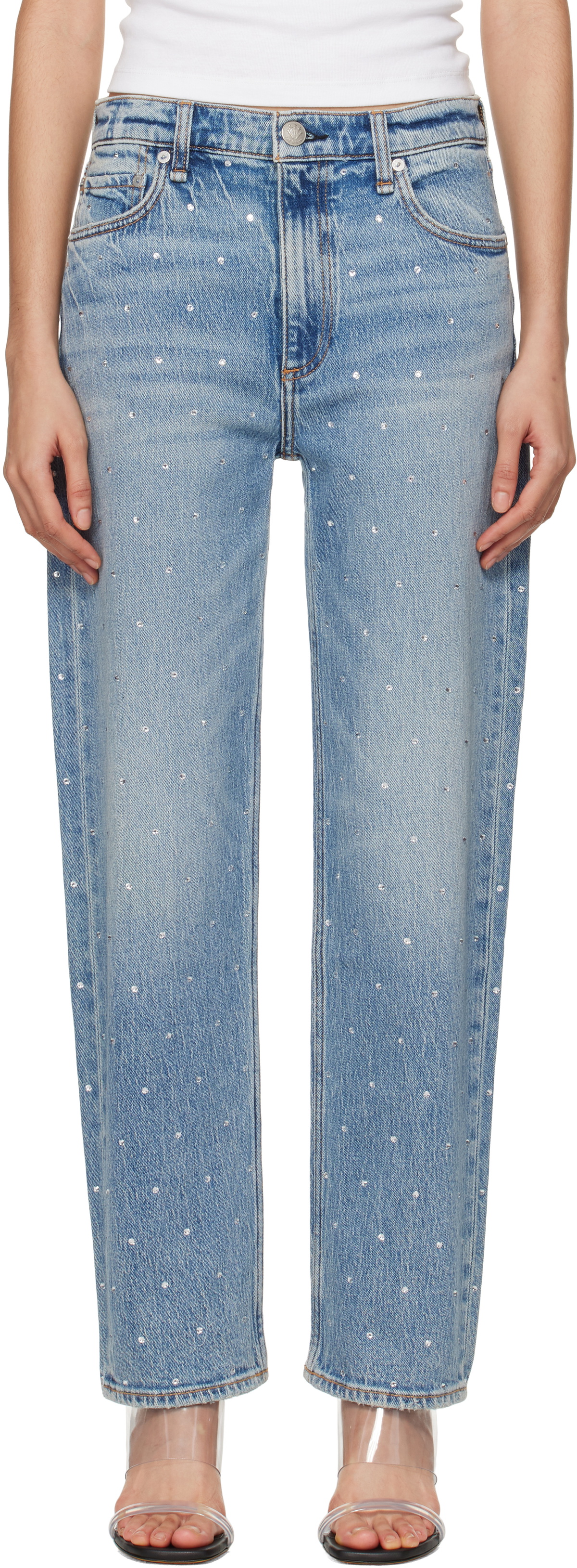 rag & bone Blue 'The Harlow' Mid-Rise Ankle Straight Jeans Rag and Bone