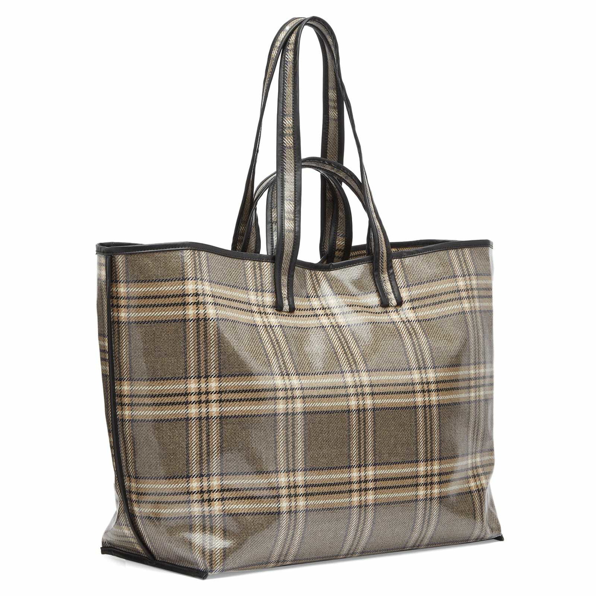 KASSL Editions Women's Lacquer Wool Tote Bag in Check Kassl Editions