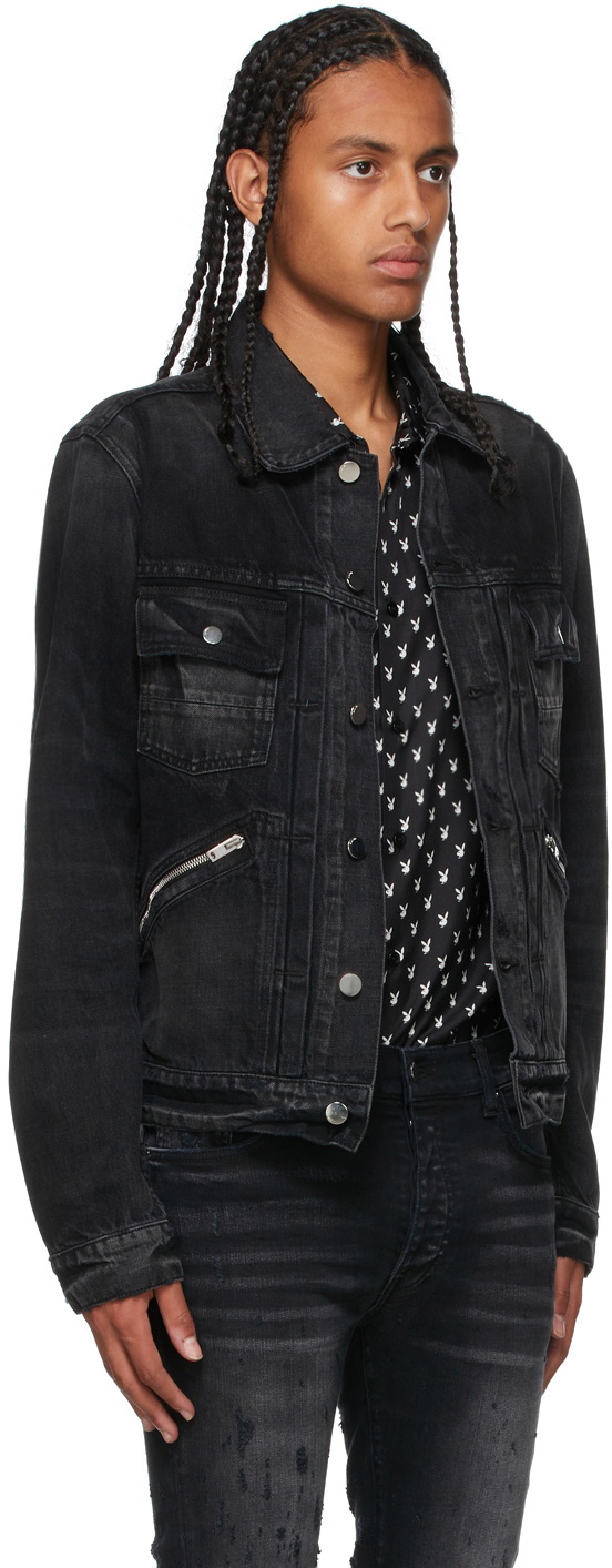 AMIRI Black Denim Double Slanted Jacket Amiri