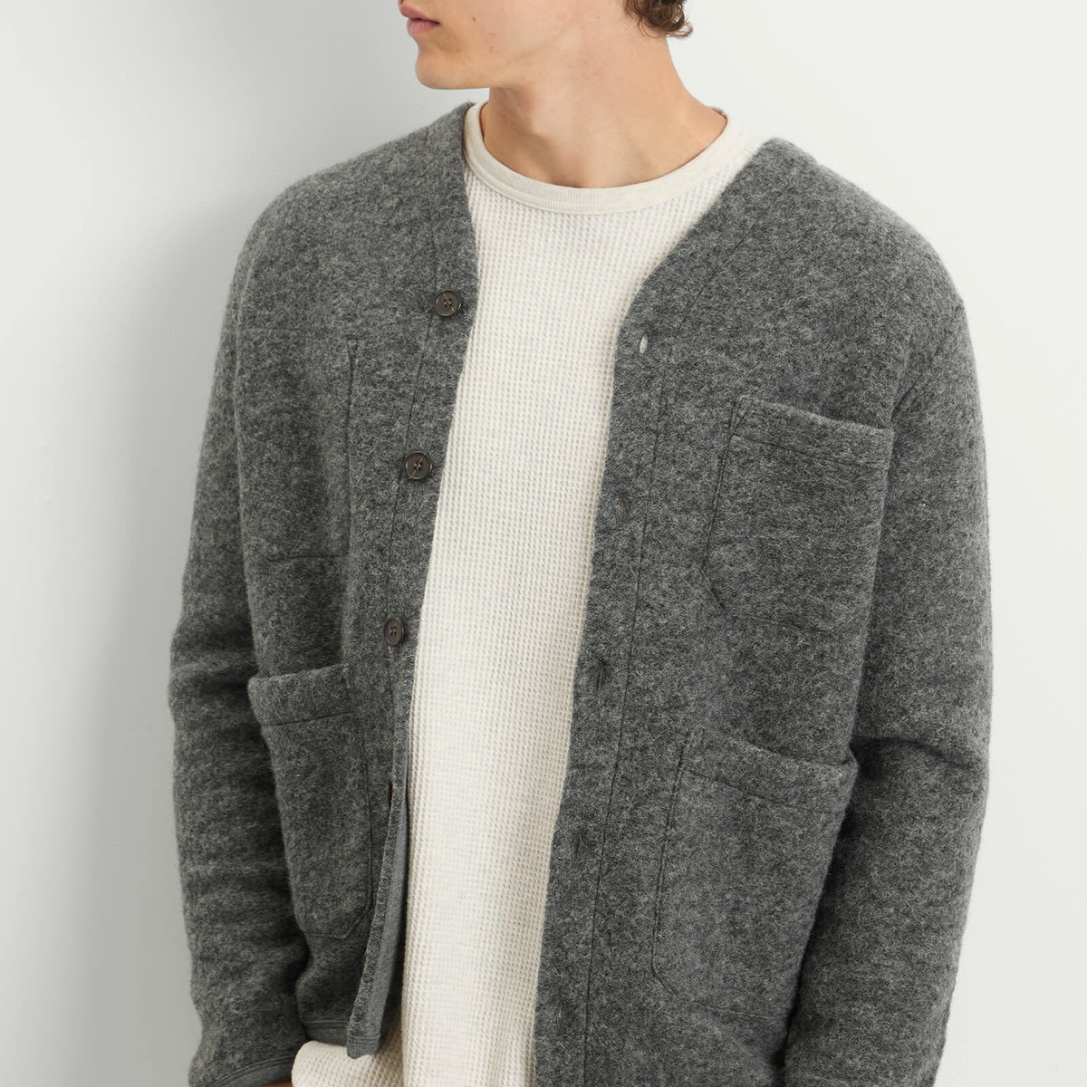 Universal Works Men's Wool Fleece Cardigan - Presented by END. in Grey ...
