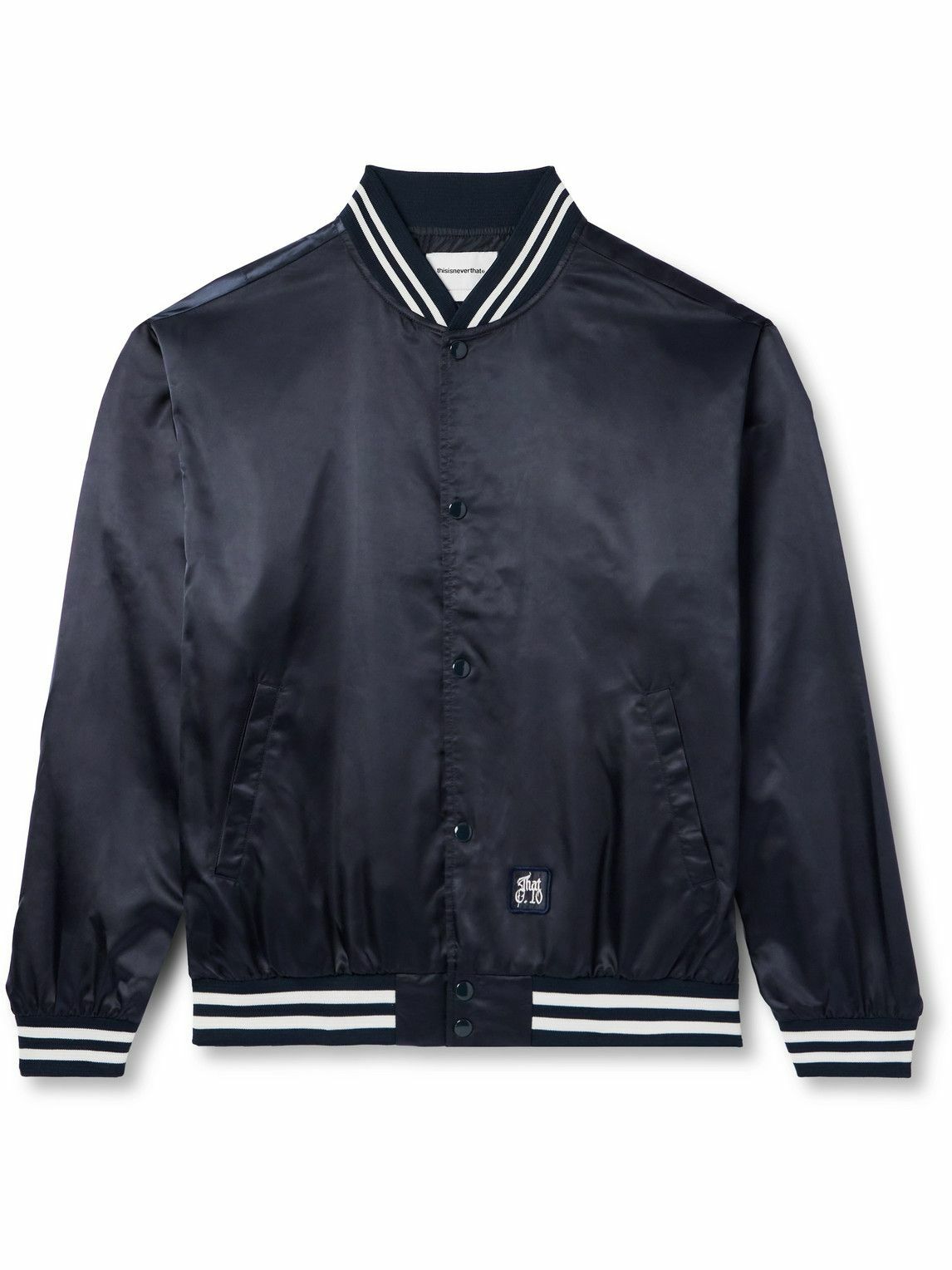 thisisneverthat - Appliquéd Logo-Embroidered Satin-Twill Bomber Jacket ...
