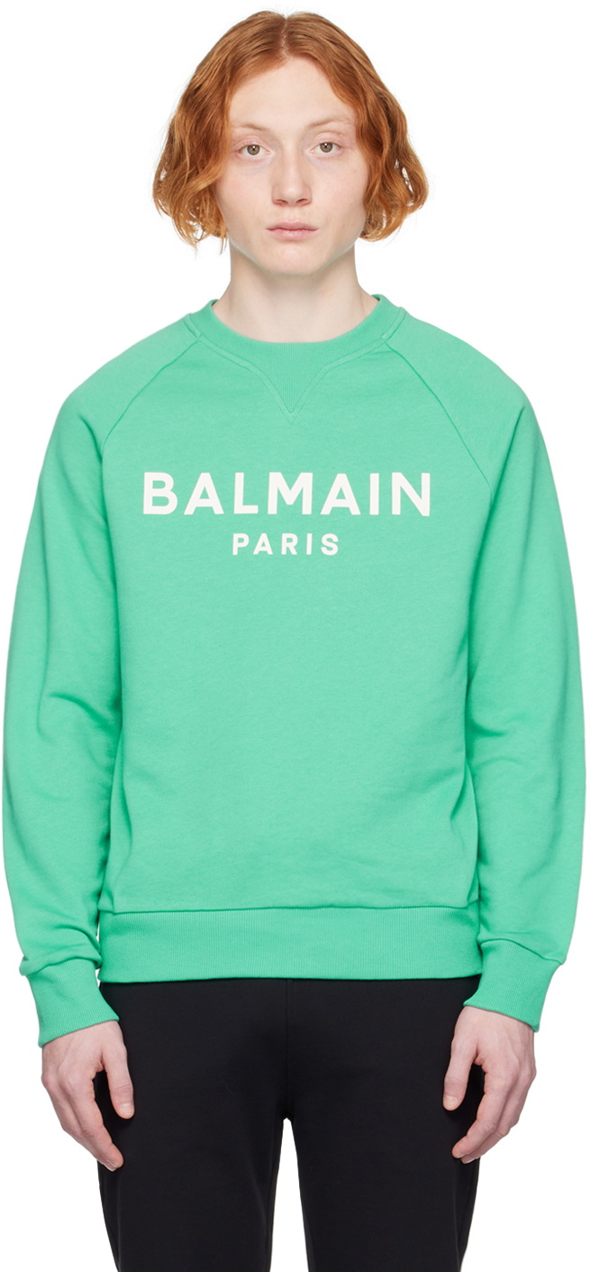 Balmain Green Printed Sweatshirt Balmain