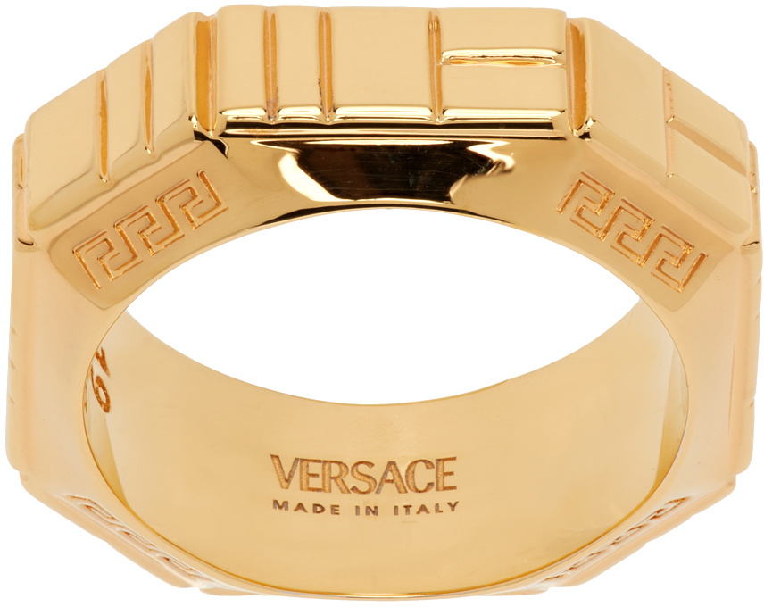 Versace Gold Greca Quilting Ring Versace