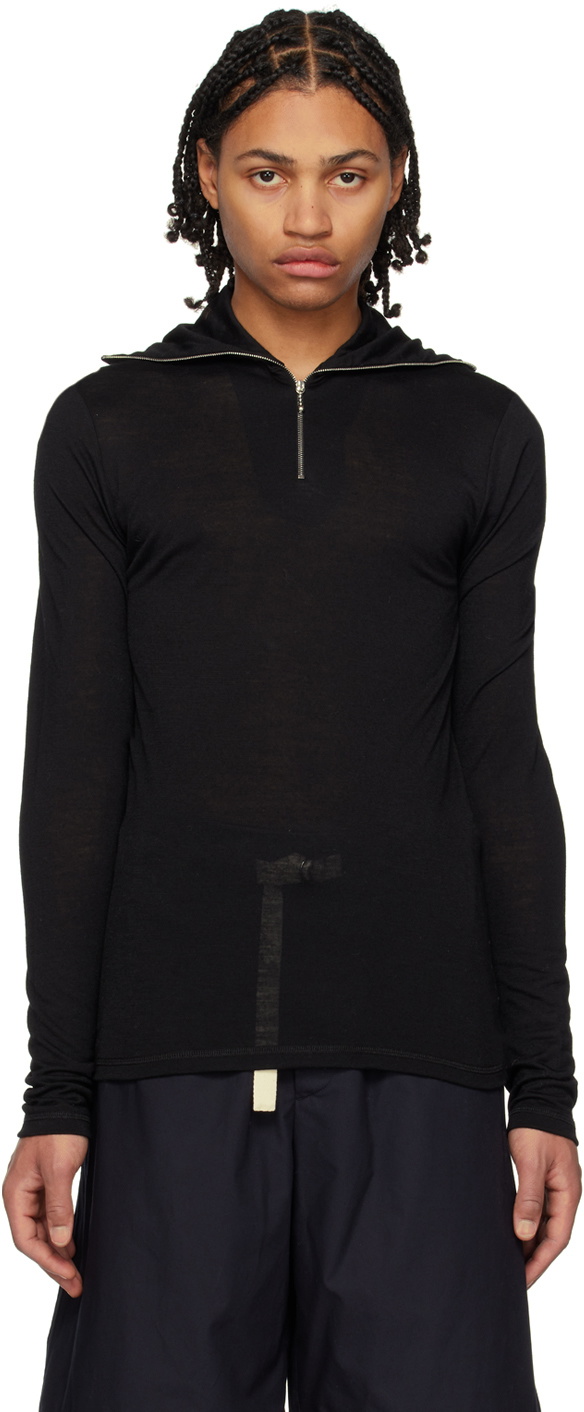 Jil Sander Black Zip-Up Sweater Jil Sander