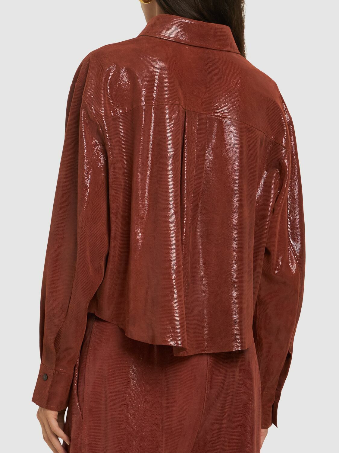 FORTE_FORTE Lizard Print Leather Shirt Forte Forte