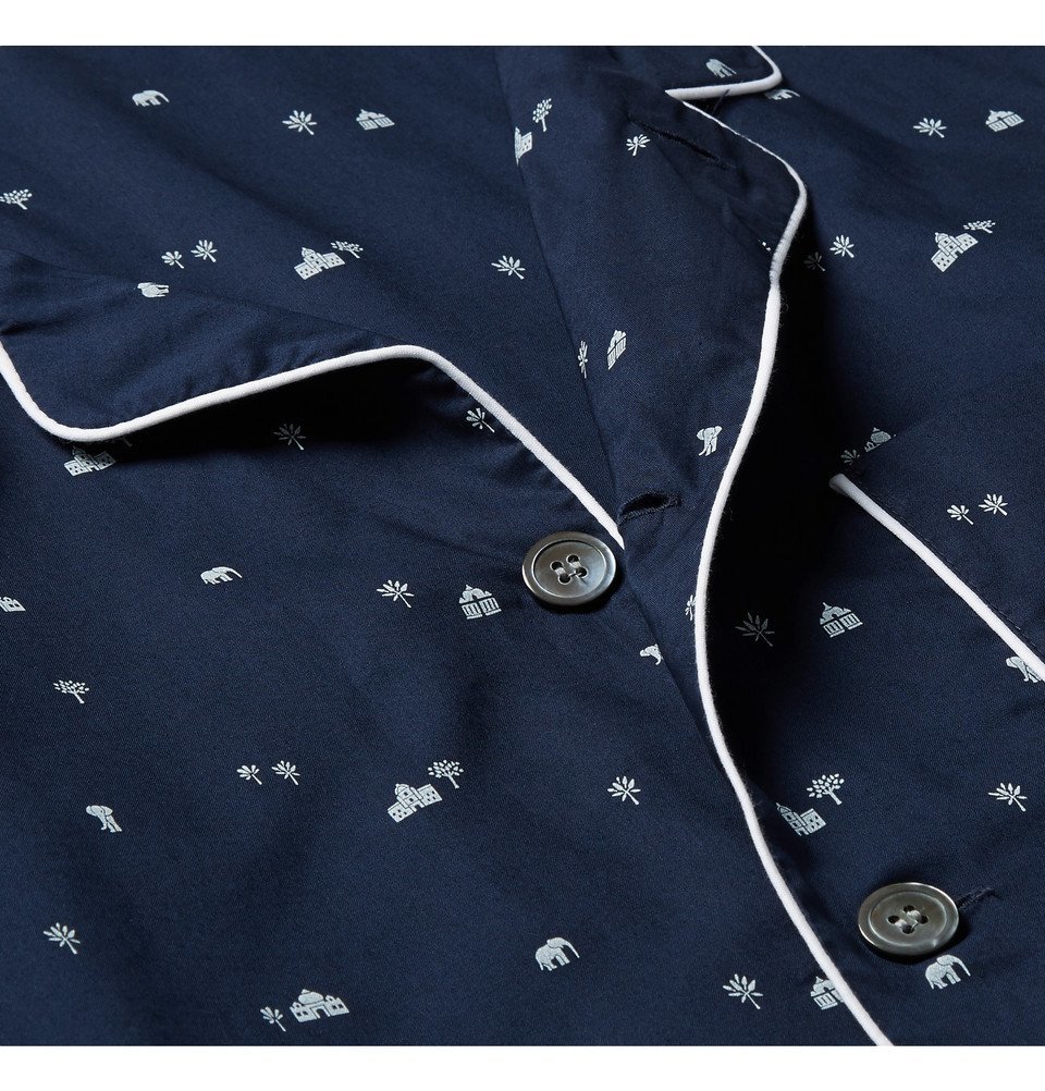 Derek Rose - Nelson 62 Printed Cotton Pyjama Set - Men - Storm blue ...