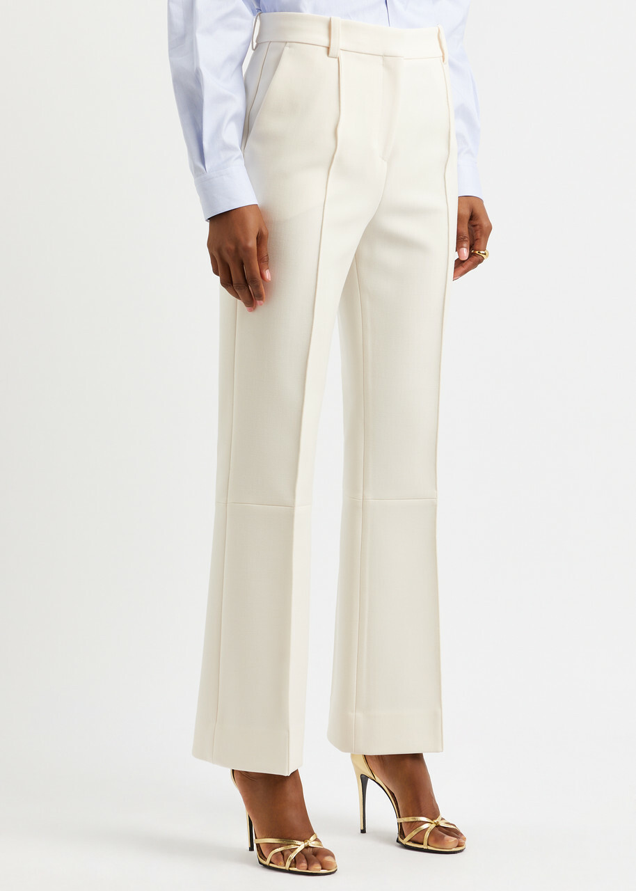 Victoria Beckham Slim-leg Flared Trousers Ivory Victoria Beckham