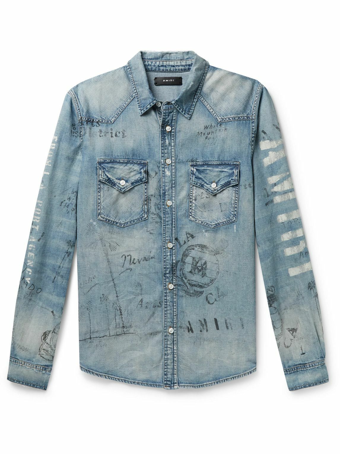 AMIRI - Logo-Print Denim Western Shirt - Blue Amiri