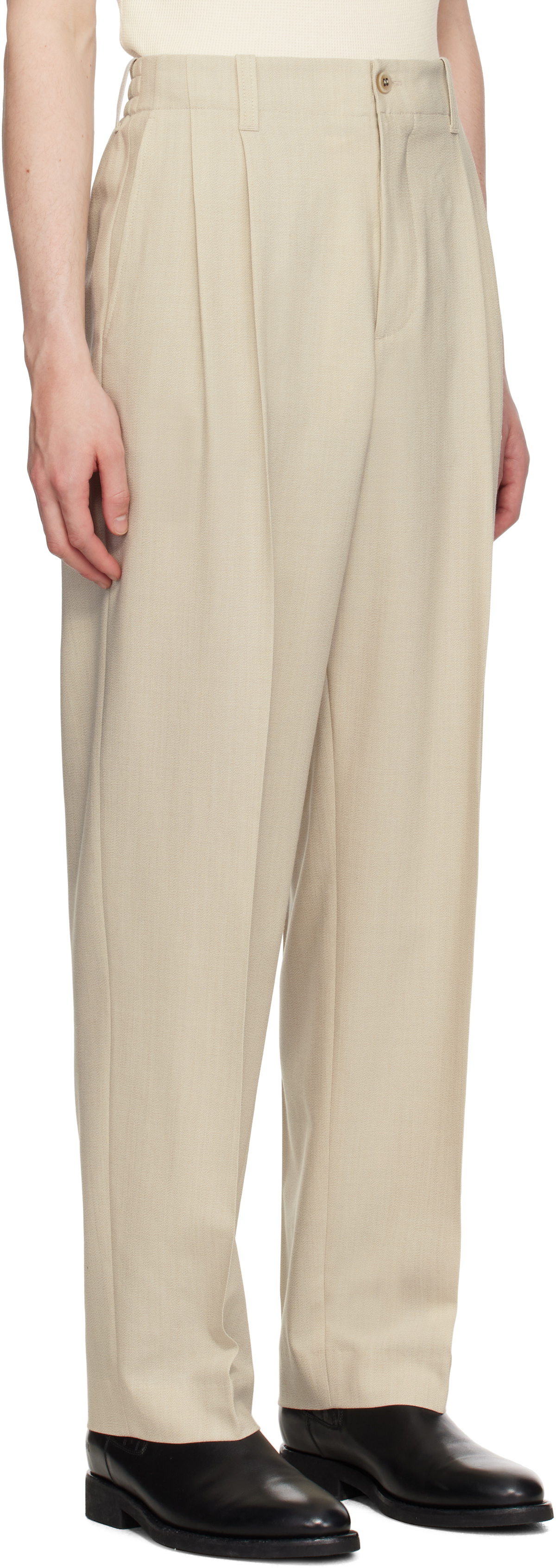 Golden Goose Beige Wool Blend Trousers Golden Goose Deluxe Brand