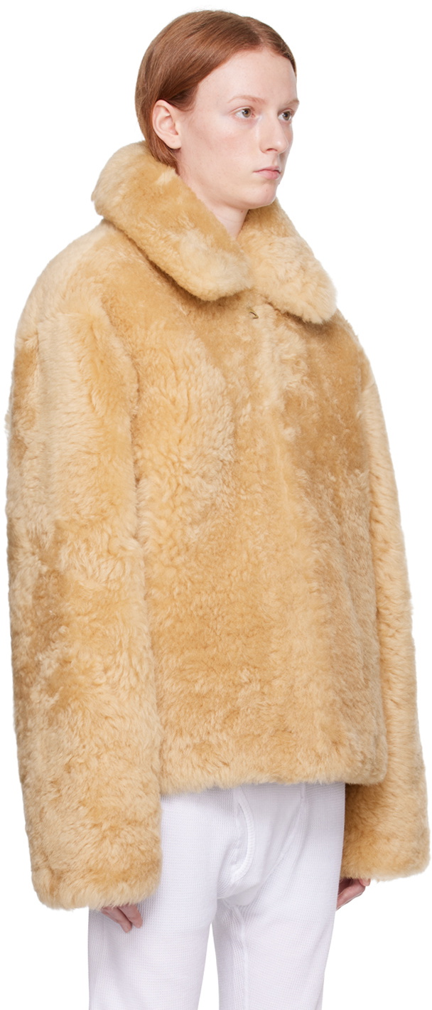 ERL Beige Zipped Shearling Jacket ERL