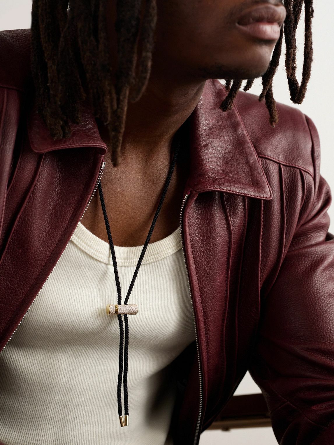 Ouie - Toggle 14-Karat Gold, Silk Cord and Diamond Necklace and ...