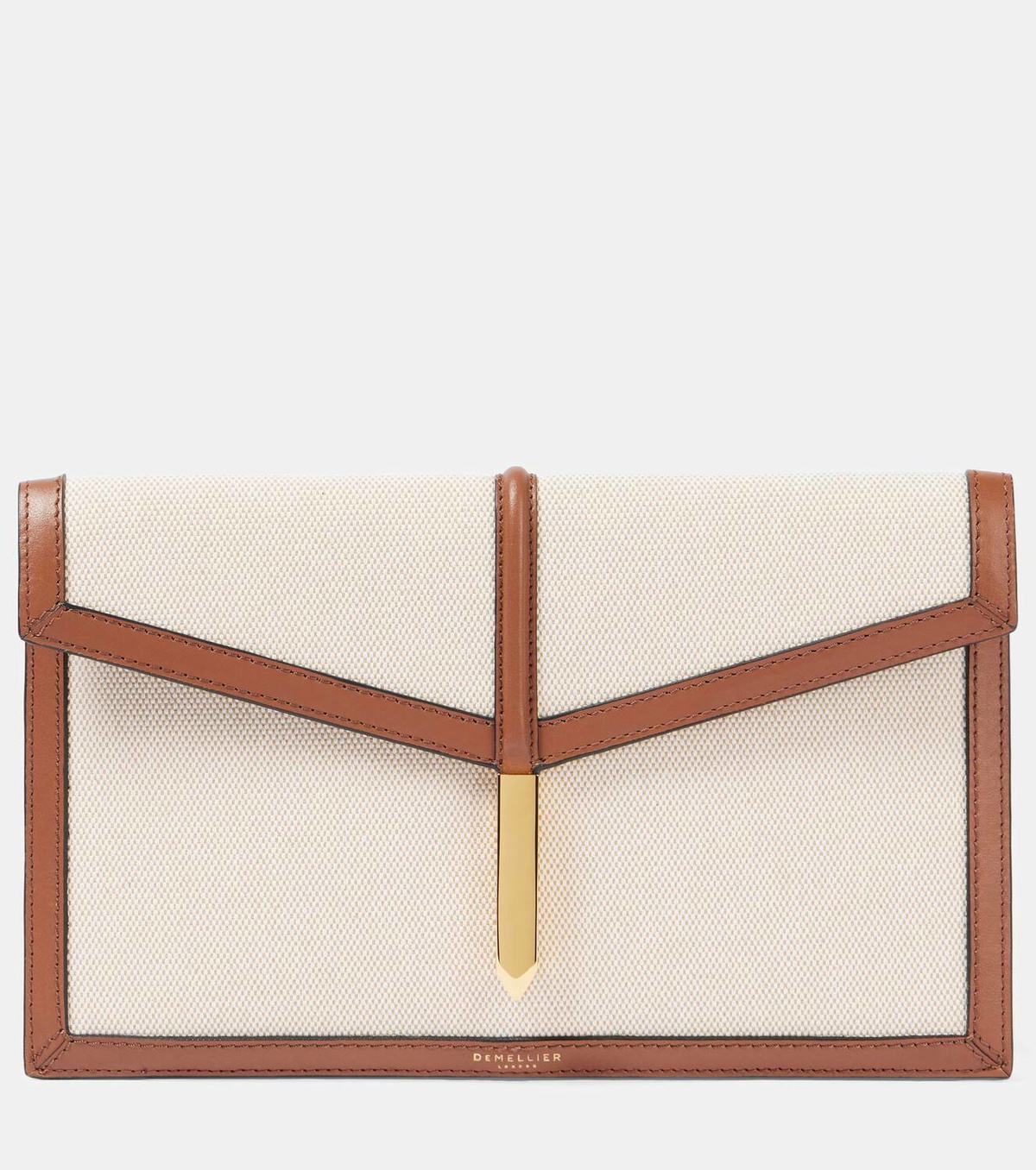 DeMellier Tokyo leather-trimmed clutch with chain DeMellier