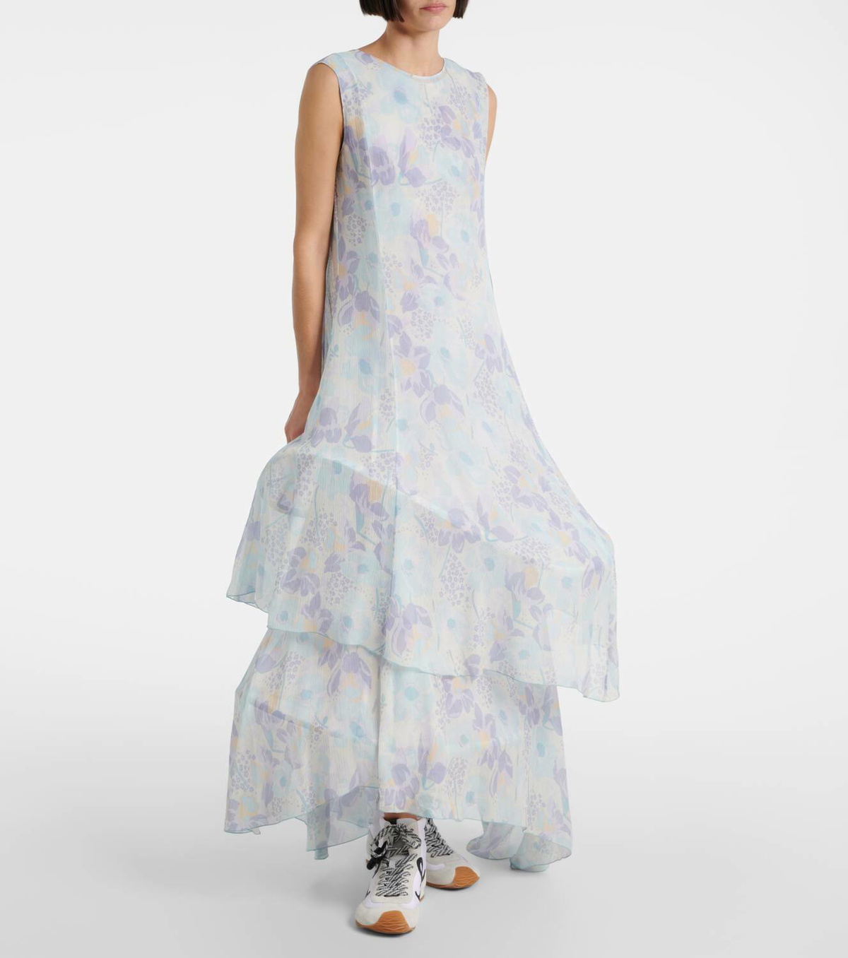 Loewe Floral asymmetric silk maxi dress Loewe