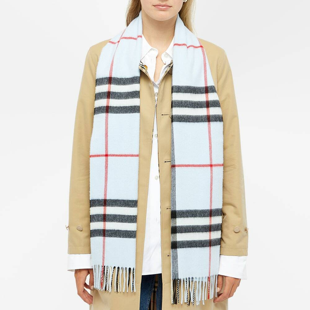 Burberry Women's Giant Checked Scarf in Pale Blue Burberry