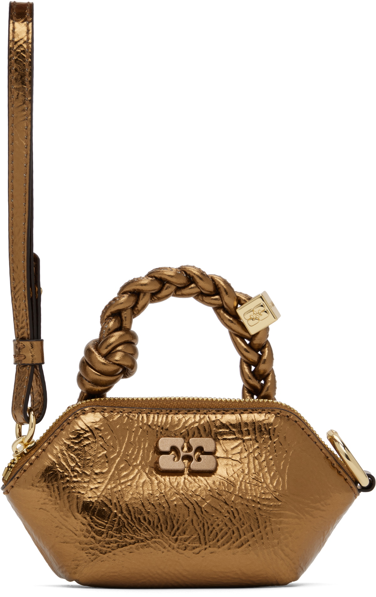 GANNI Bronze Metallic Nano Bou Pouch GANNI
