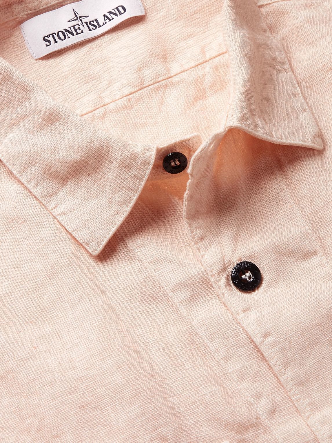 Stone Island - Logo-Embroidered Linen Shirt - Pink Stone Island