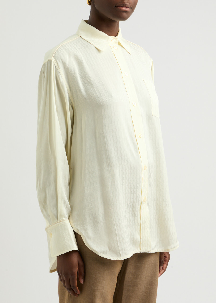 Victoria Beckham Logo-jacquard Woven Shirt Ivory Victoria Beckham