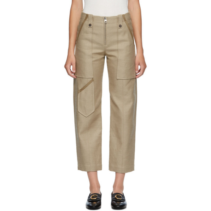 Chloe Beige Linen Boyfriend Trousers Chloe