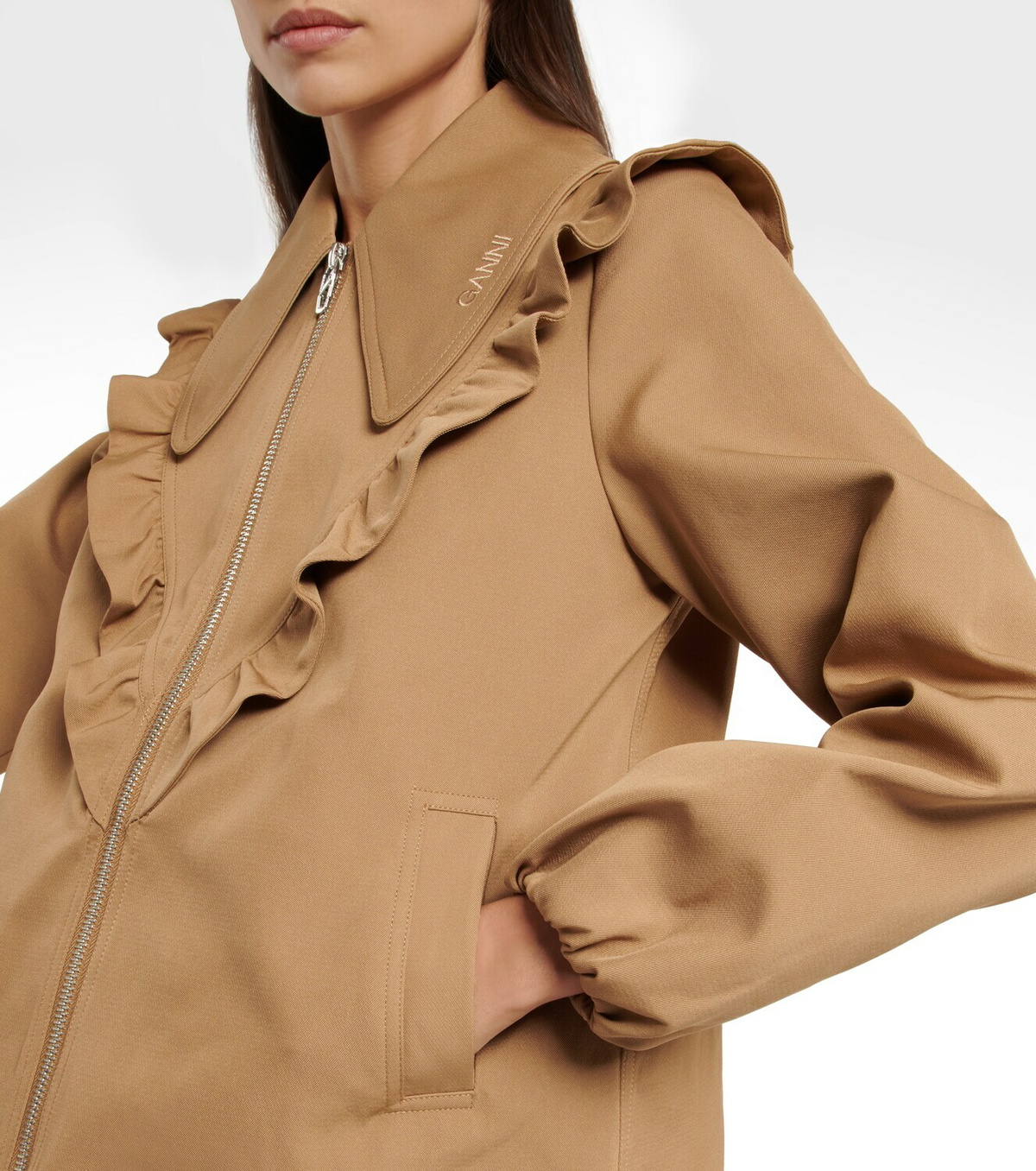 Ganni - Ruffled embroidered jacket GANNI