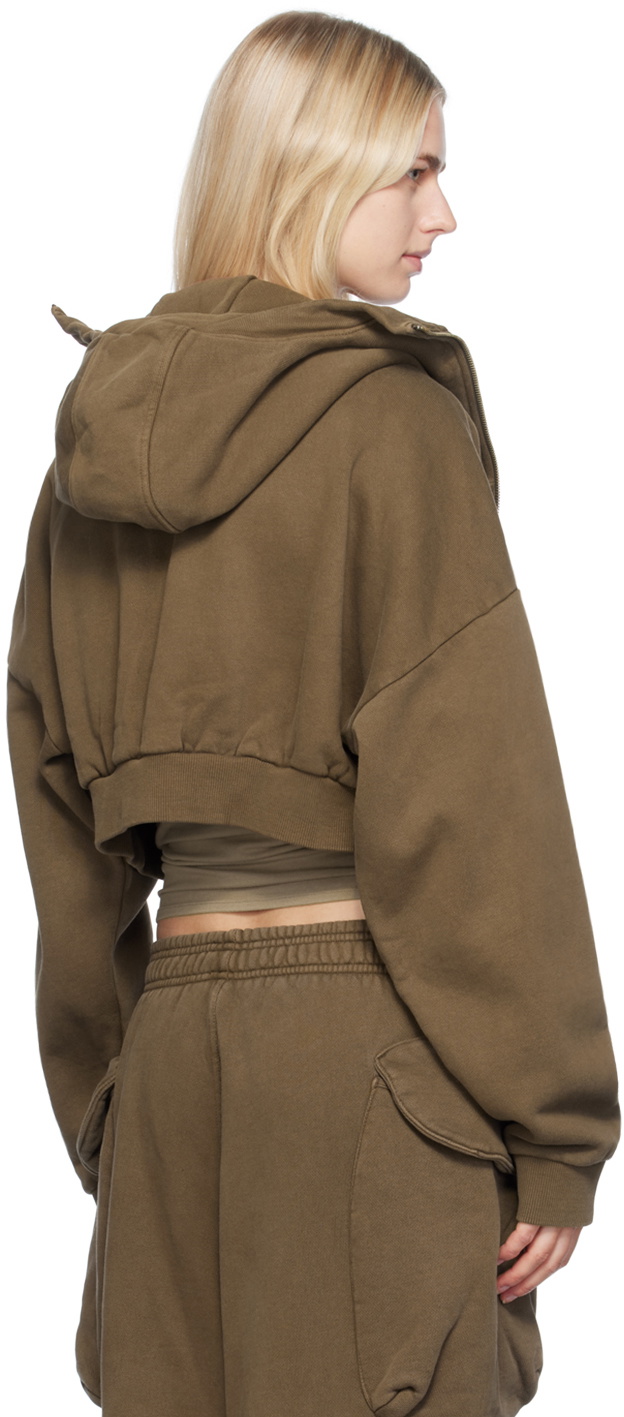 Entire Studios Brown Cropped Full Zip Hoodie Entire Studios