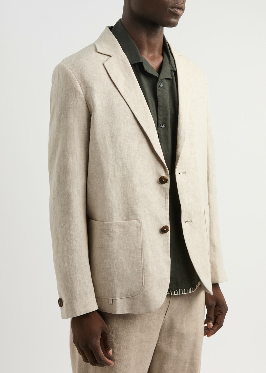 Wax London Fintry Single-breasted Linen Blazer Ecru Wax London