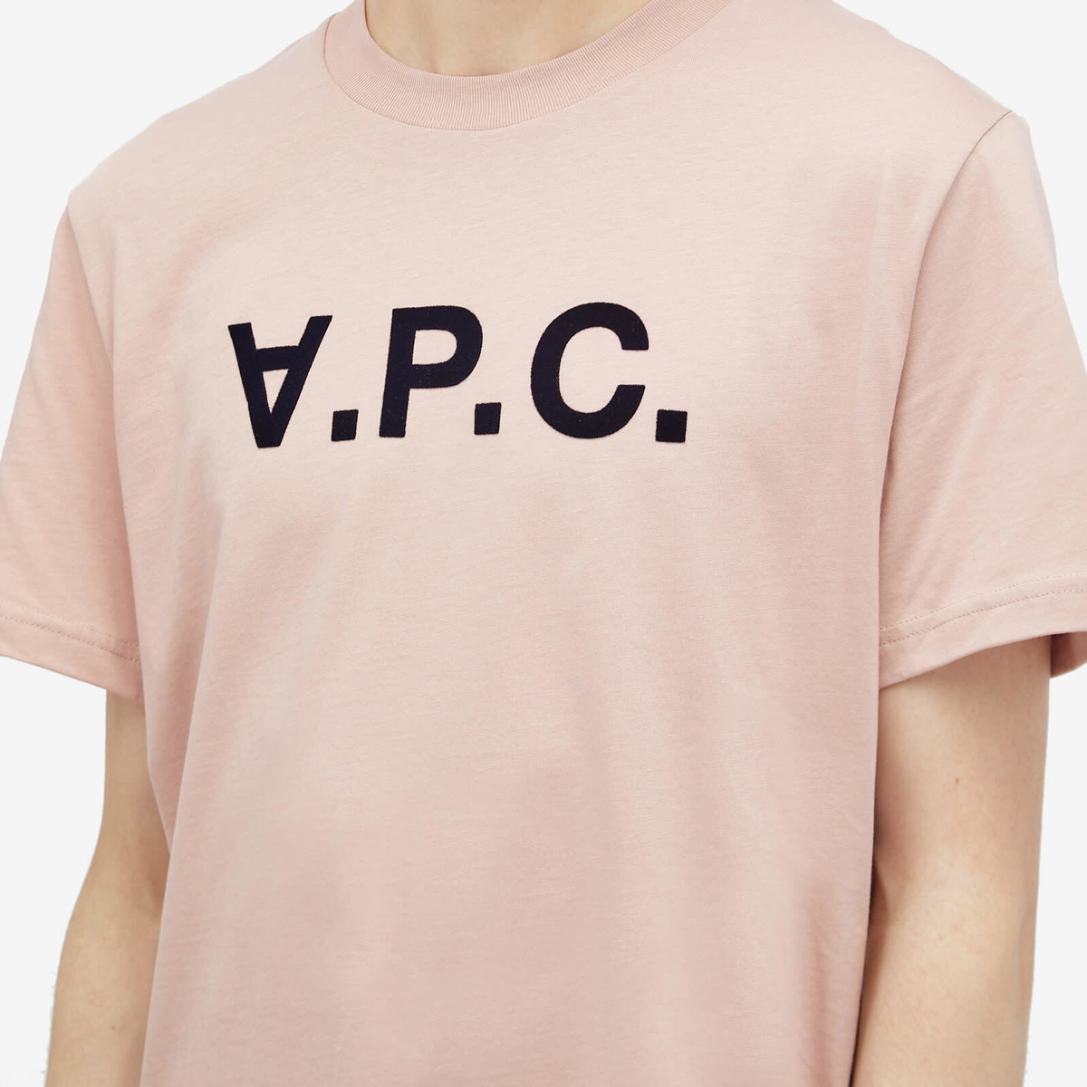 A.P.C. Men's VPC Logo T-Shirt in Rose/Dark Navy A.P.C.