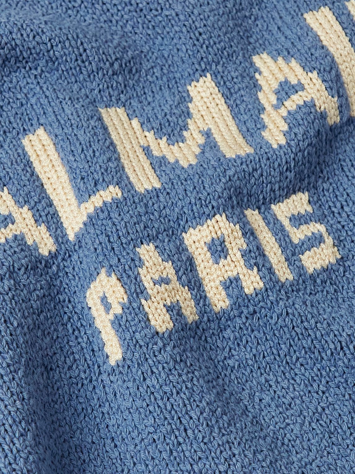 Balmain - Logo-Jacquard Cotton-Blend Sweater - Blue Balmain