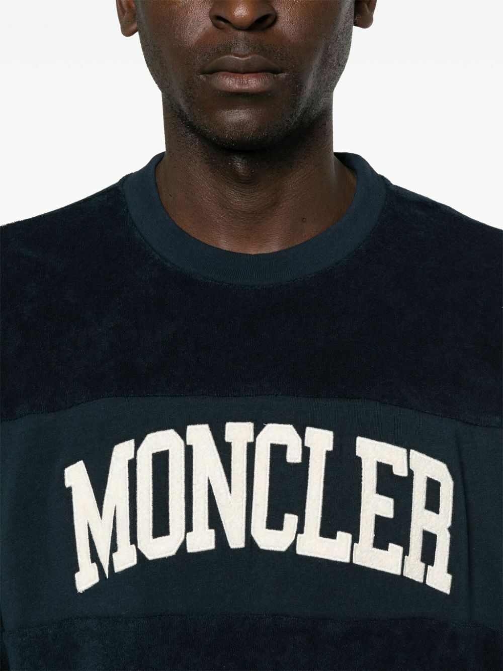Moncler Blue Logo-Embroidered Cotton Sweatshirt Moncler